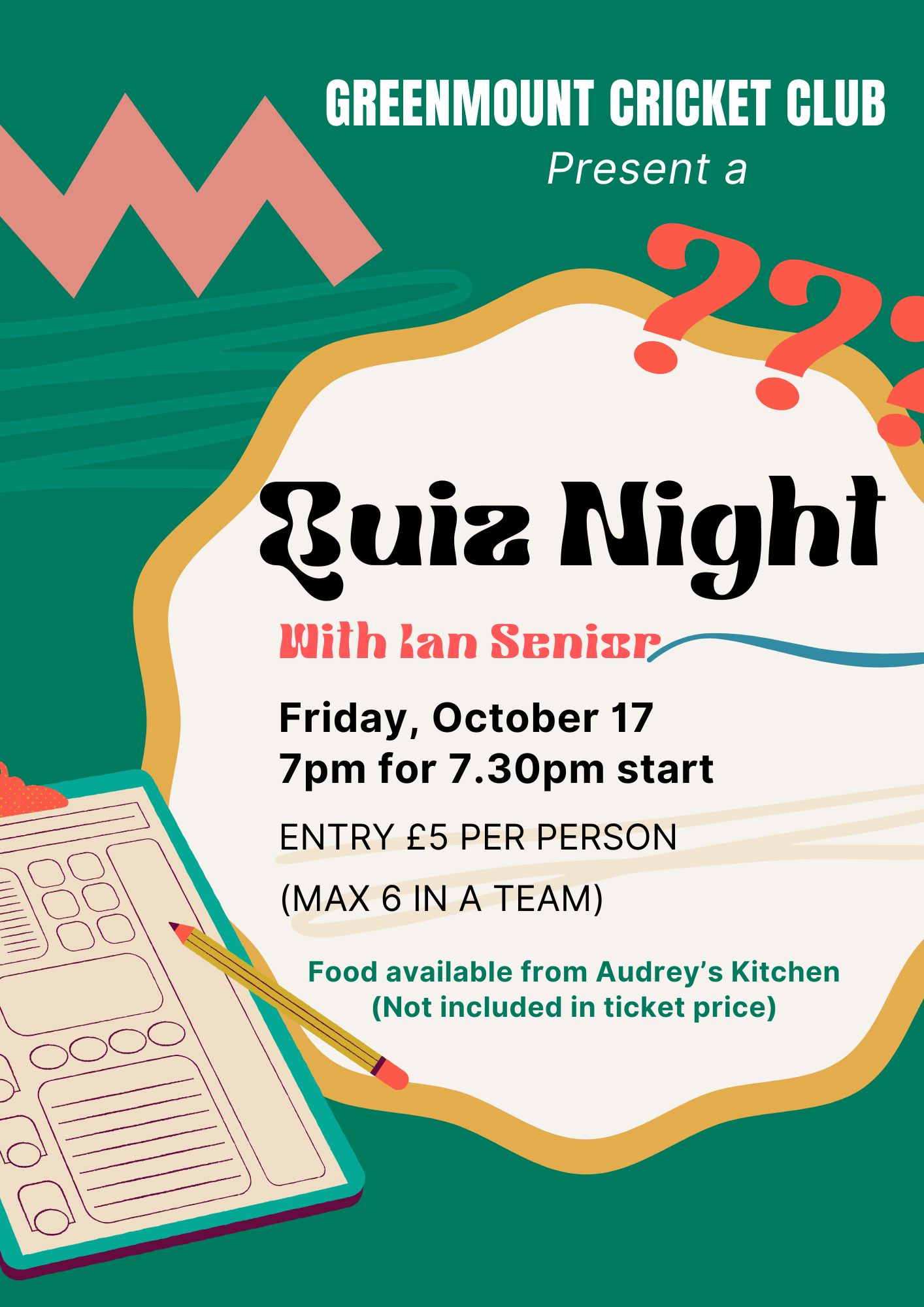 Tickets now available for GCC Quiz Night – Greenmount Cricket Club